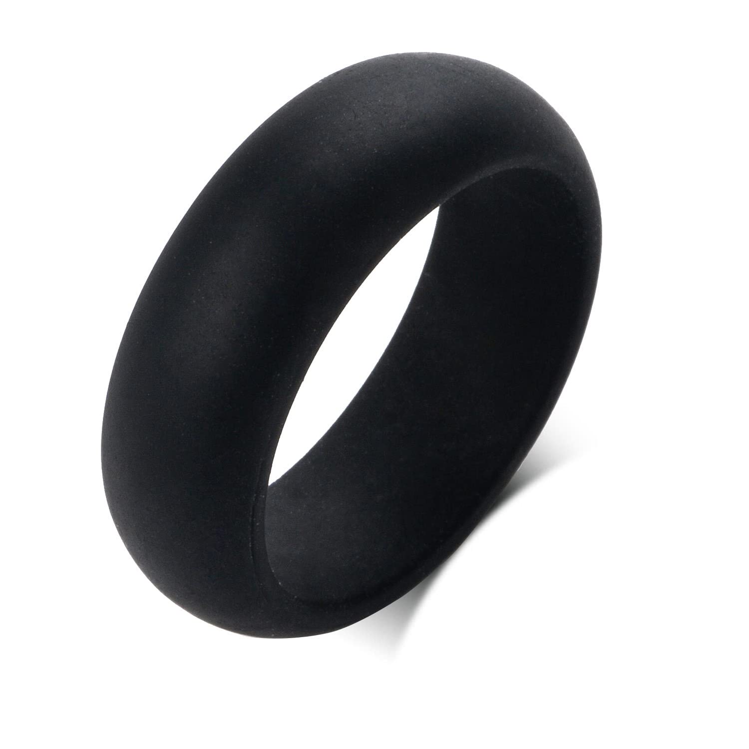 YUNGELX Custom Inside Her King & His Queen Silicone Couple Matching Ring Set for Him Her 8MM Black & Pink Breathable Silicone Rubber Dome Rings Comfort Fit Wedding Band for Girlfriend Boyfriend