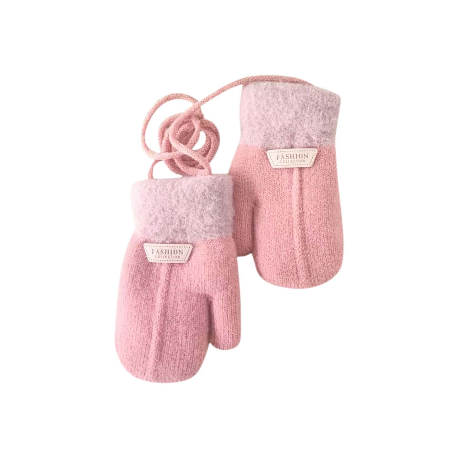 Toddler Gloves Winter Mittens for Baby Boys Girls, Kids Warm Fleece Lined Knit Mittens with String