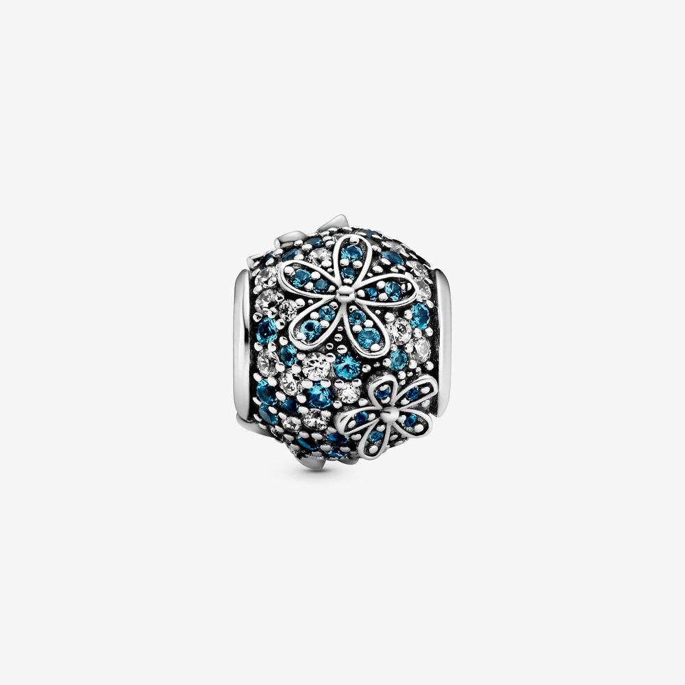PANDORA Teal Pave Daisy Flower, Teal Crystals