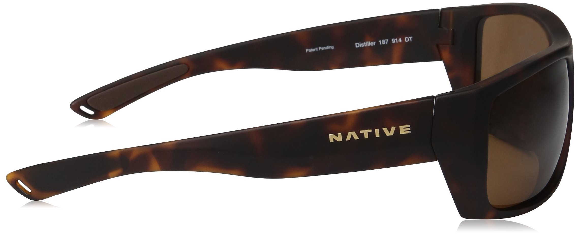 Native Eyewear Distiller Rectangular Sunglasses, Matte Dark Tortoise/Brown Polarized, 62 mm