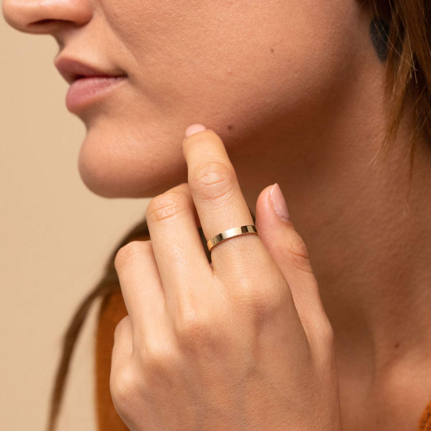NOKMIT 3mm 14K Gold Filled Rings for Women Dainty Gold Stacking Stackable Band Thin Gold Thumb Pinky Finger Ring Non Tarnish Comfort Fit Size 4 to 11 (Gold,7)