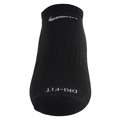 Nike Unisex Dri-FIT No Show 6-Pair Pack Black/(White) LG (Men's Shoe 8-12, Women's Shoe 10-13).