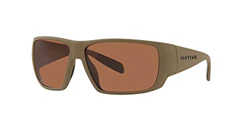 Native Eyewear Sightcaster Polarized Rectangular Sunglasses, Desert Tan/Bronze, 64 mm