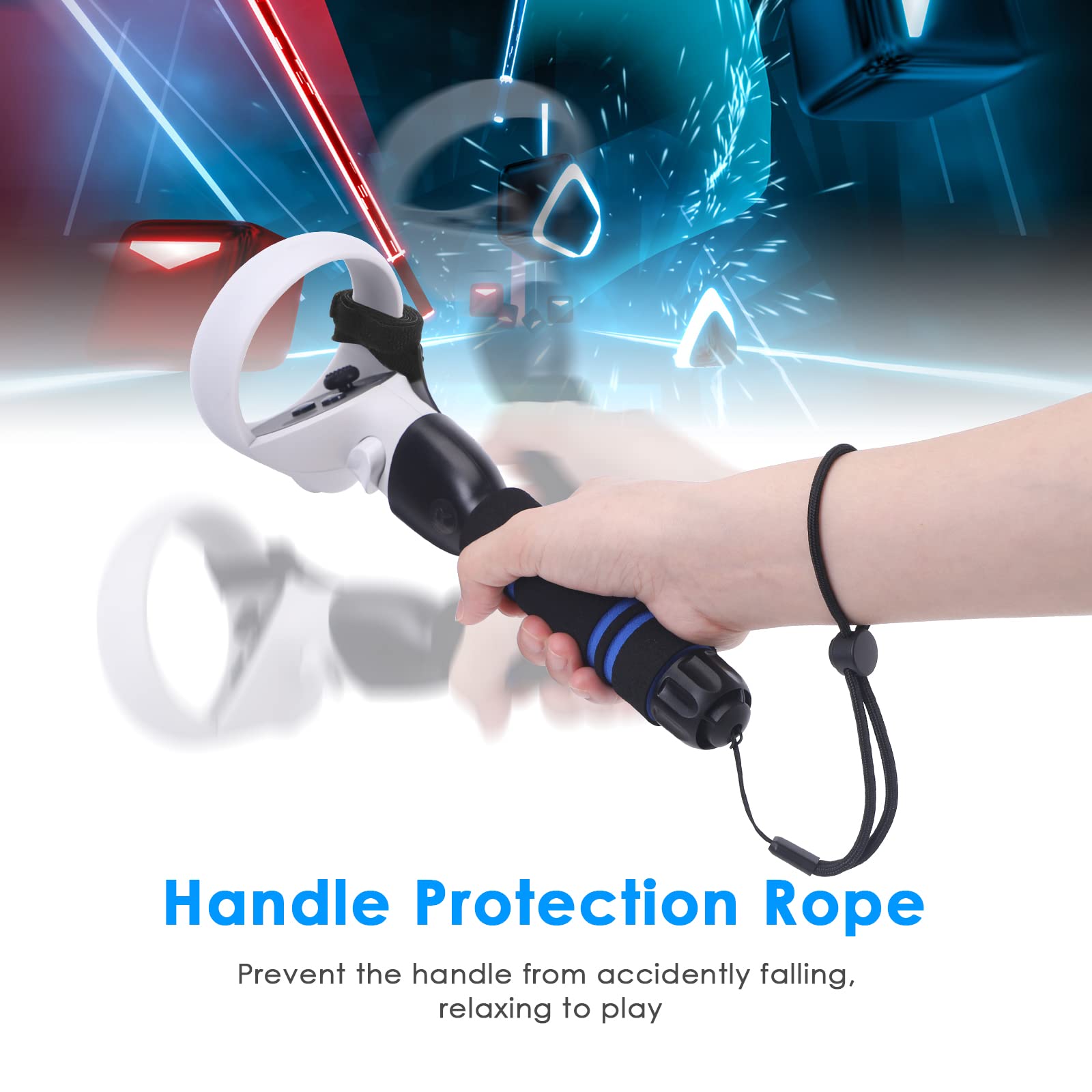 YOGES VR Game Handle Accessories Compatible with Oculus Quest 2 Controllers, Dual Handles Extension Grips Compatible with Meta Quest 2 Accessories