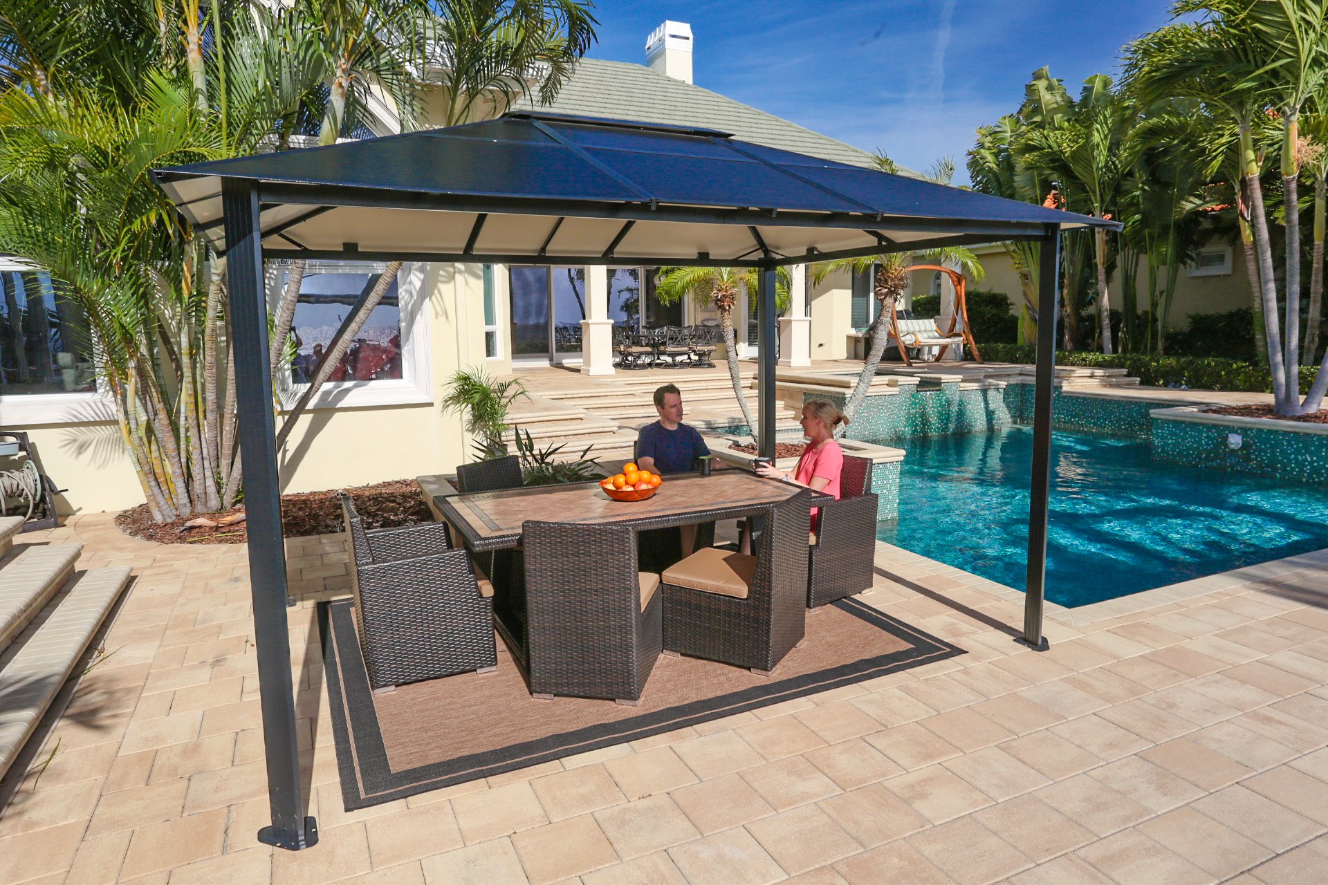 Paragon Outdoor 11' x 13' Durham Hard Top Gazebo, Heavy-Duty Black Aluminum Backyard Structure, Durable and Rust-Free, Anchoring System Included, Blocks Harsh Sunlight, Perfect for Every Season