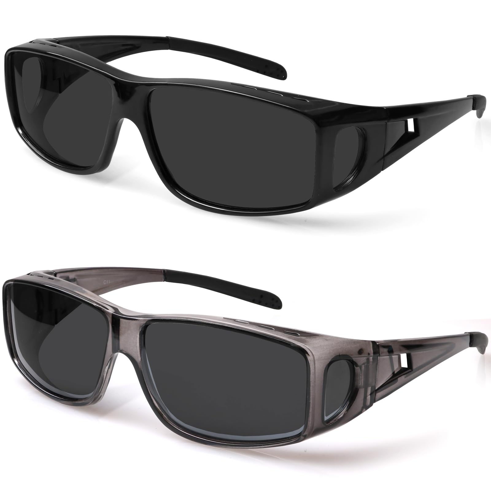 Yogo Vision Fit Over Wrap Sunglasses Polarized Lens Wear Over Eyeglasses 100% UV Protection for Men and Women