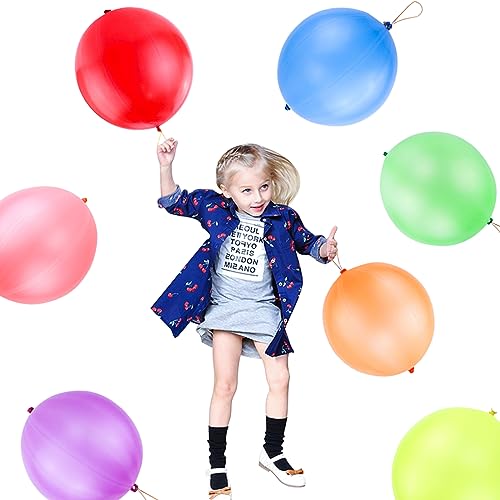 RUBFAC 20 Punch Balloons Thickened Punching Balloon Heavy Duty Party Favors for Kids, Bounce Balloons with Rubber Band Handle for Birthday Party