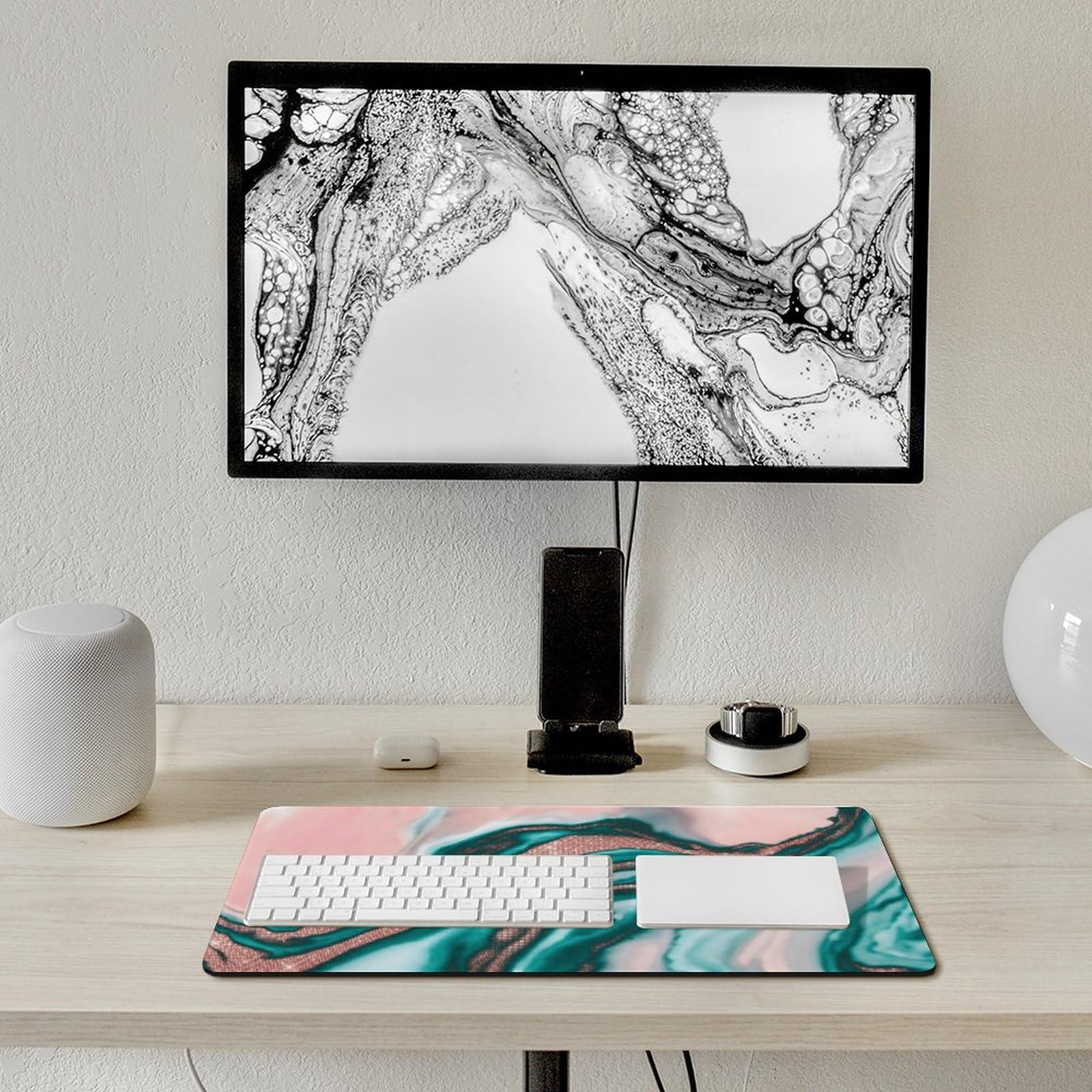 Mouse Pads Rose Gold Glitter Pink Teal Desk Mat Gaming Mousepad Non Slip Rubber Mouse Mat for Desk Keyboard, Wireless Mouse, Office Computer
