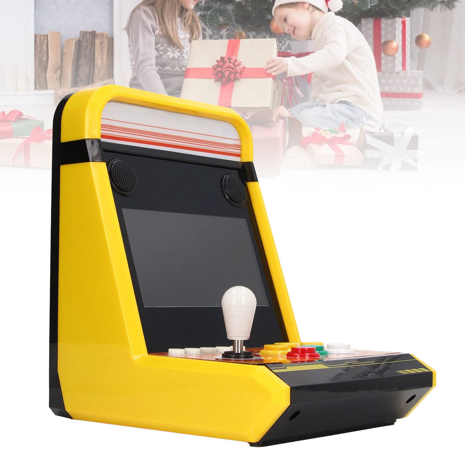 US Plug 100-240V WearResistant Portable Joystick Controller Game Machine Mini 7 Inch Rocker Arcade Game Machine for Home Use (Yellow)