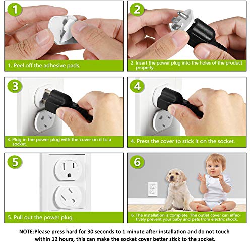 Outlet Covers (16 Pack) Child Proof Outlet Plug Covers Upgraded Adhesive Design Electrical Socket Caps Self-Closing Baby Proofing Outlet Protector