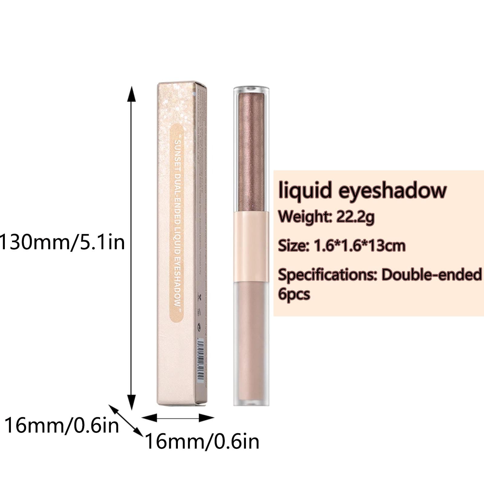 MiaSarah Rosy Brown Liquid Eyeshadow Matte Double Ended Glitter Eyeshadow Sticks Metallic Eyeshadow Pencil Primer Base Quick Drying Waterproof Long Lasting Highlight Stick Shadow Pen Eye Makeup (#1)