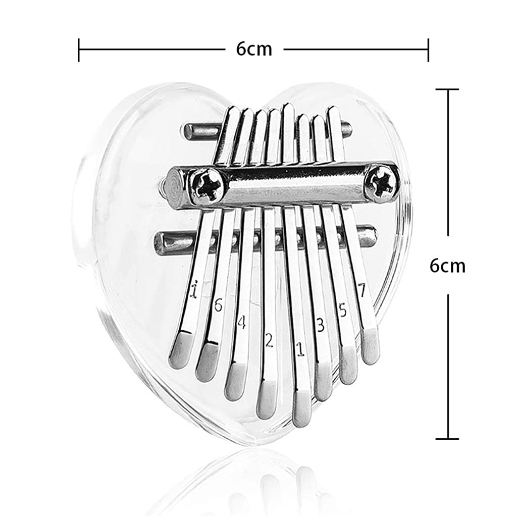 WSJIE Portable Thumb Piano Crystal Musical Instrument Clear Mini Finger 8 Keys for Music Lovers Playing Accessories