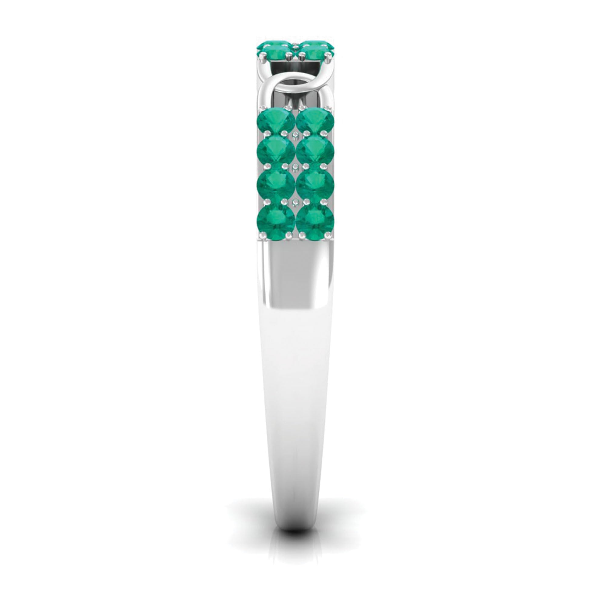 Rosec Jewels Certified Natural Emerald Half Eternity Band for Women, AAA Quality, Emerald Anniversary Ring - Ready to Gift, 14K White Gold, Size:US 7.50