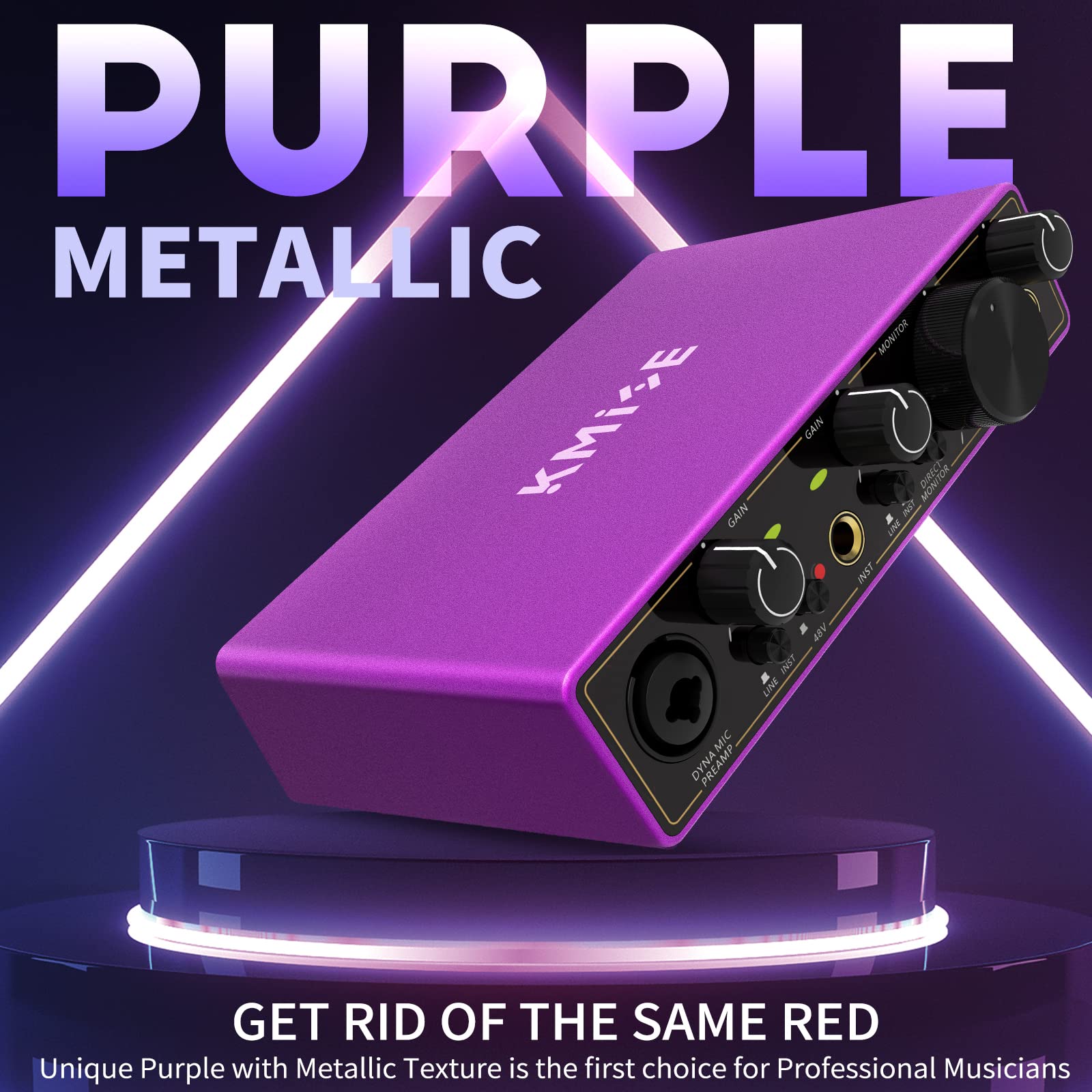 USB Audio Interface for PC-Kmise 2i2 Audio Equipment Computer Recording Sound Card,High Compatibility,Studio Quality Recording for Live Streaming Podcasting