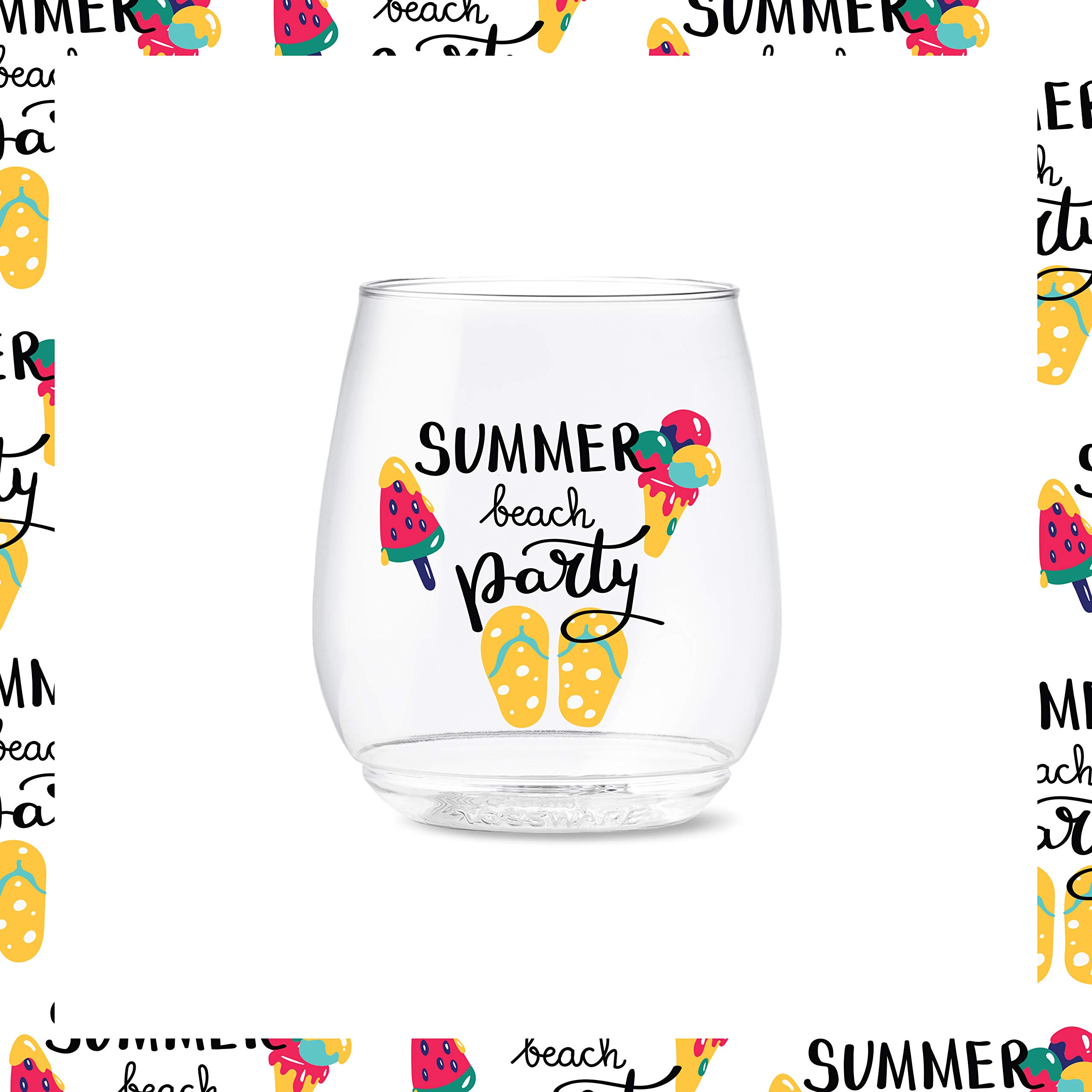 TOSSWARE POP 14oz Vino Summer Sips 1 Series, SET OF 6, Premium Quality, Recyclable, Unbreakable & Crystal Clear Plastic Wine Glasses