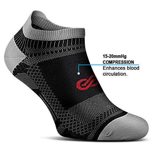 PAPLUS Low Cut Compression Socks for Men and Women, No Show Ankle Running Compression Foot Socks with Arch Support for Plantar Fasciitis, Cyling, Athletic, Flight, Travel, Nurses