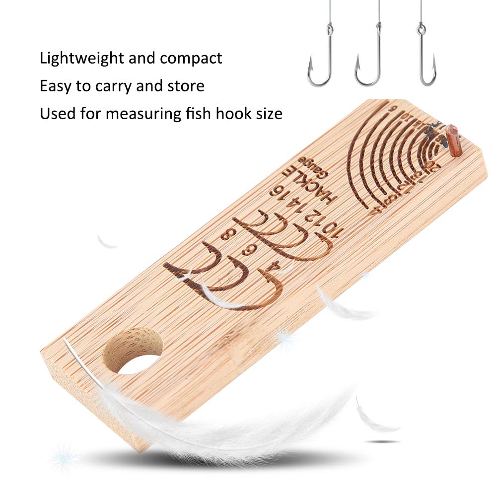 Shanrya Lightweight Convenient to Use Wooden Fish Hook Ruler, Easy to Carry and Store Fish Hook Ruler, Fishing Tool Accessory for Measuring Fish Hook Size