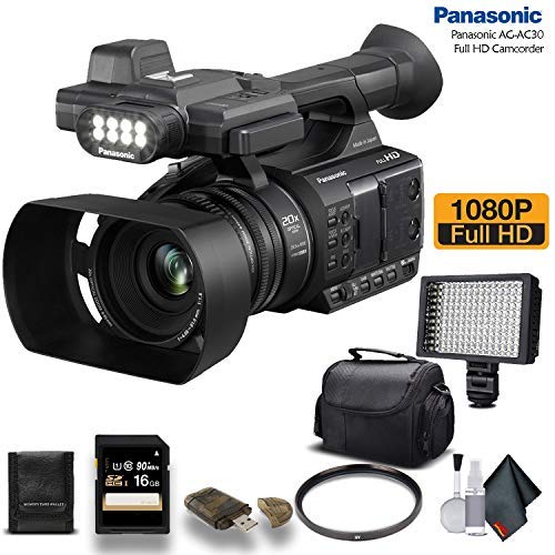 Panasonic AG-AC30 Full HD Camcorder (AG-AC30PJ) with 16GB Memory Card, LED Light, Case and More. - Starter Bundle