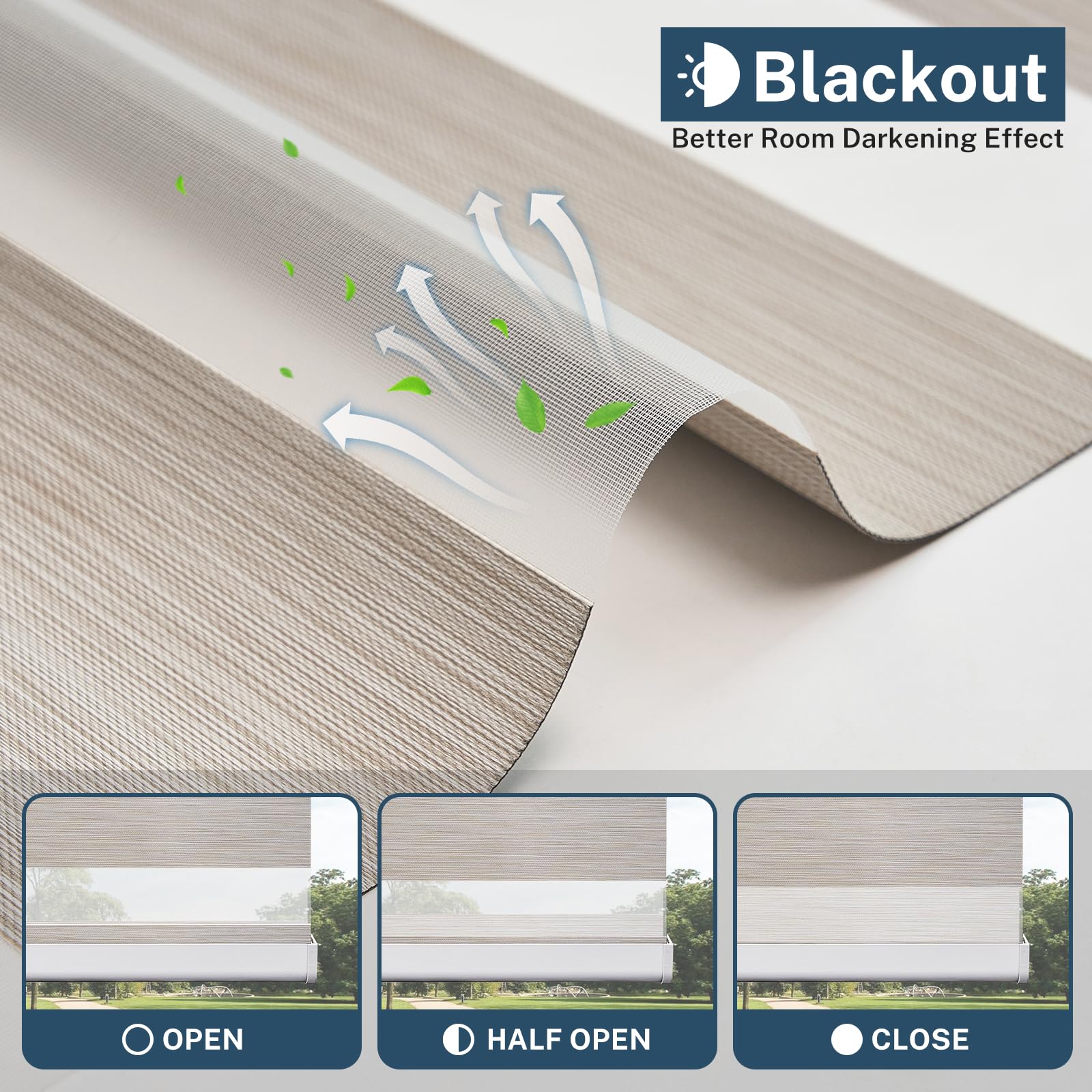 Pasoun Zebra Blinds Cordless Dual layer Window Shades Blackout Roll up Blinds Light Control Day and Night Easy to Install Roller Shades for Home( Autumn,18" W X 48" H )