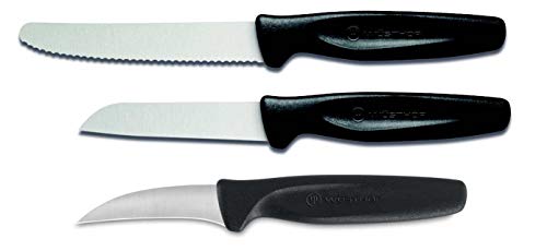 WUSTHOF knife set 3 pieces, Create Collection (1065370001) with paring knife, vegetable knife and universal knife, sharp kitchen knives black, rustproof