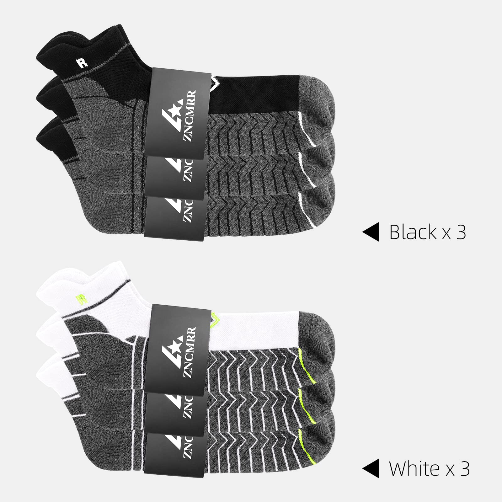 ZNCMRR 6 Pack Athletic Running Ankle Socks for Men and Women Ankle Compression Socks Cushion Cotton Low Cut Ankle Athletic Socks,Size Fits 9-12