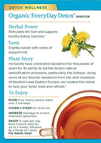 Traditional Medicinals Tea, Organic EveryDay Detox Dandelion, Supports Healthy Liver & Kidney Function, Detox, 96 Tea Bags (6 Pack)