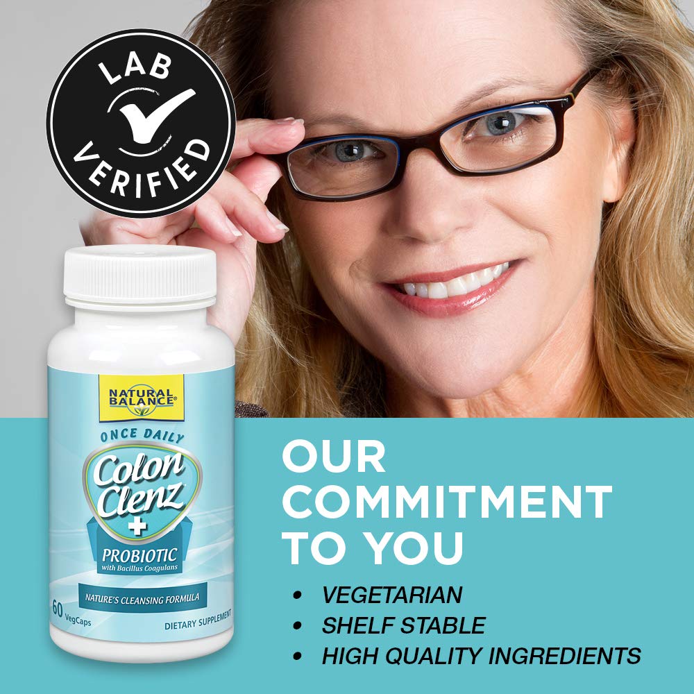 Natural Balance Colon Clenz Plus Probiotic | Cleansing & Regularity Formula w/Bacillus Coagulans & FOS | 60 CT