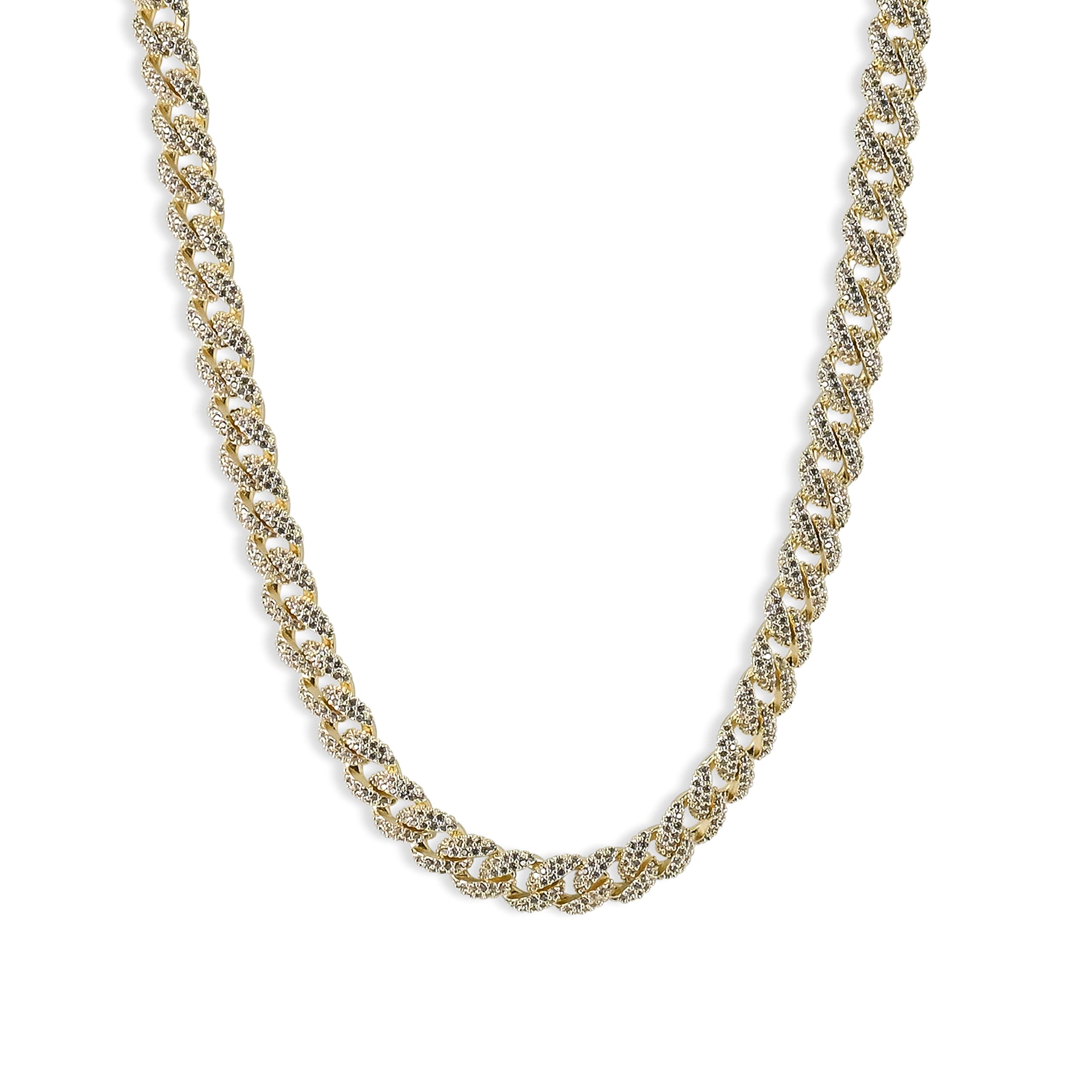 The GLD Shop 12MM Diamond Cuban Necklace, 22" - Gold