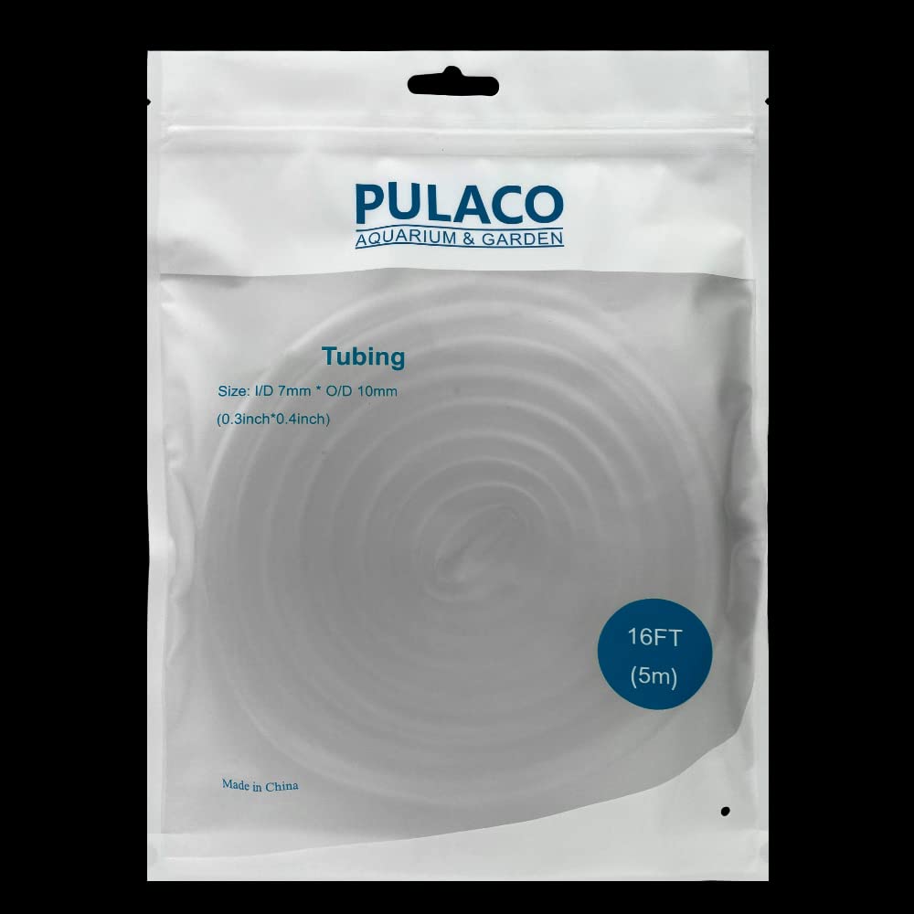 PULACO Plastic Tubing ID/OD 7x10mm (0.3in/0.4in) 16FT for Aquarium, Garden, Pond, Water cooling, Industrial Machine