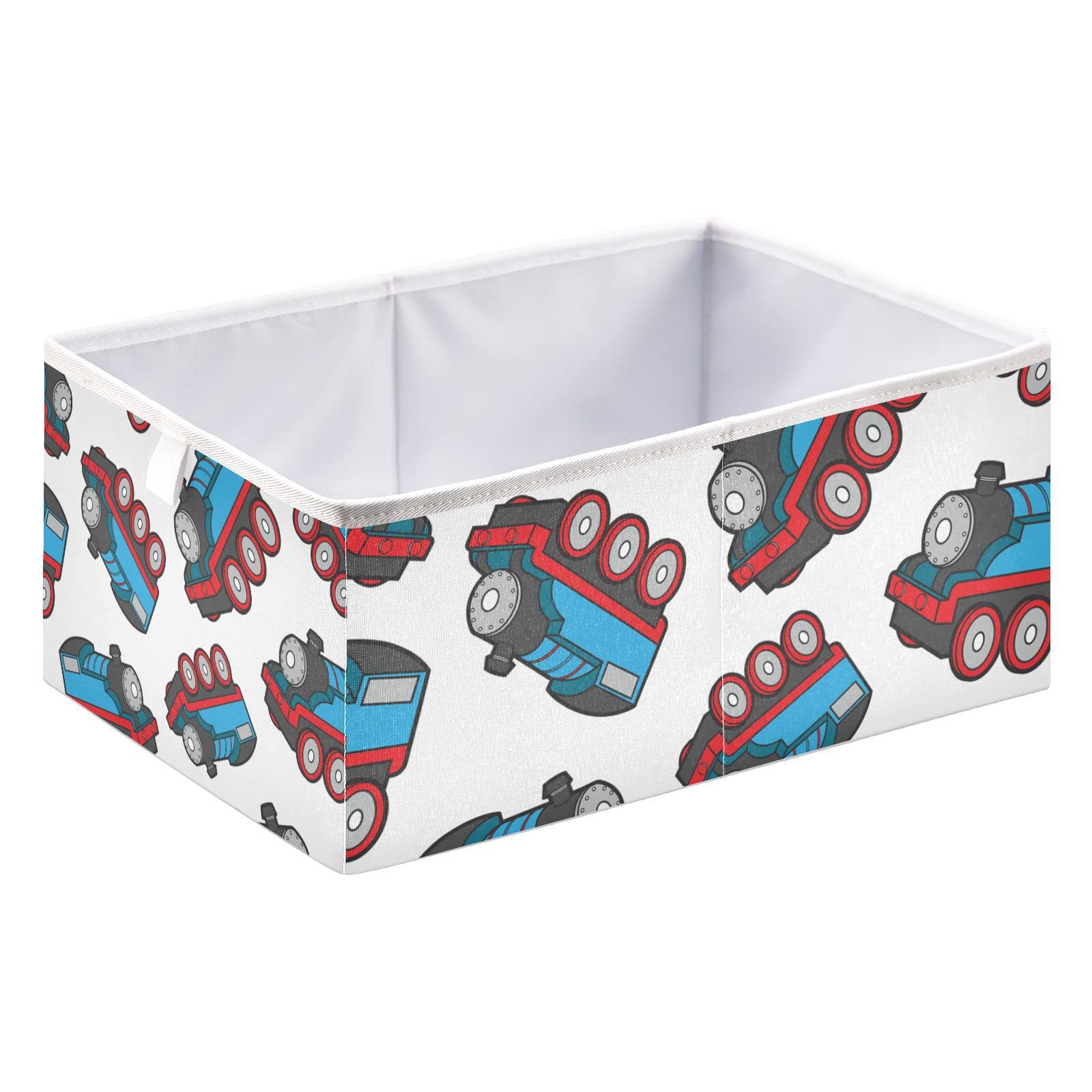 RunningBear Cute Train Vector Storage Basket Storage Bin Square Collapsible Nursery Hamper Shelves Cloth Baskets Organizer for Nursery Toys Kids Room