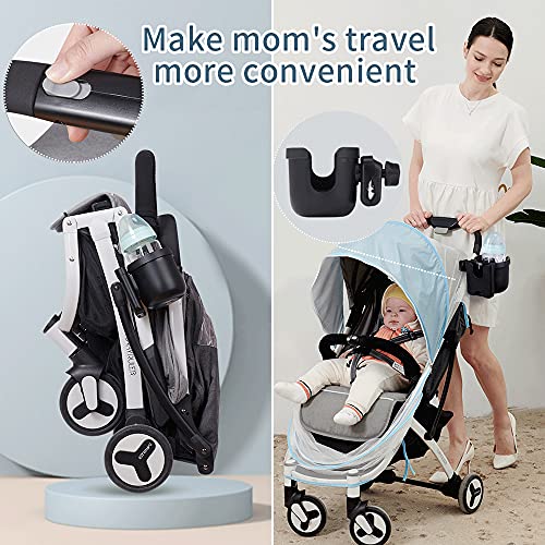 Queta 2-in-1 Universal Bottle & Phone Stroller Cup Holder Phone Holder, 360 Degree Rotation Adjustable Cup Holder for Wheelchair, Walker, Rollator etc