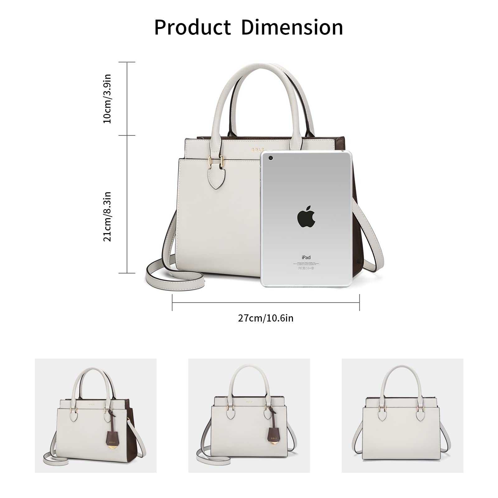 Top-Handle Handbag Leather Crossbody Bag Stitching Purse for Women Tote Satchel Shoulder Bags(Black)