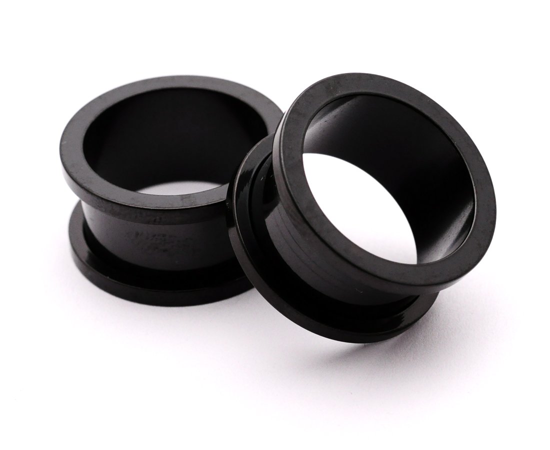 Mystic Metals Body Jewelry Black Steel Screw on Tunnels Large Gauge - Sold As a Pair (11/16" (18mm))