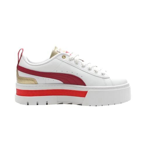 PUMA Mayze Glitz (Big Kid) Puma White/Persian Red/Puma Team Gold 5.5 Big Kid M