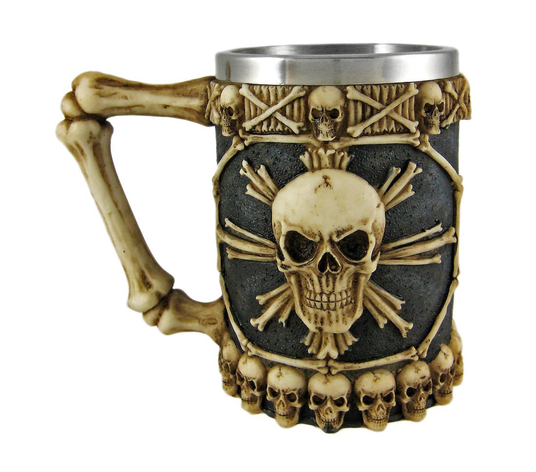 Things2Die4 Human Skeleton Skull Halloween Kitchen Mug Cup with Bone Handle