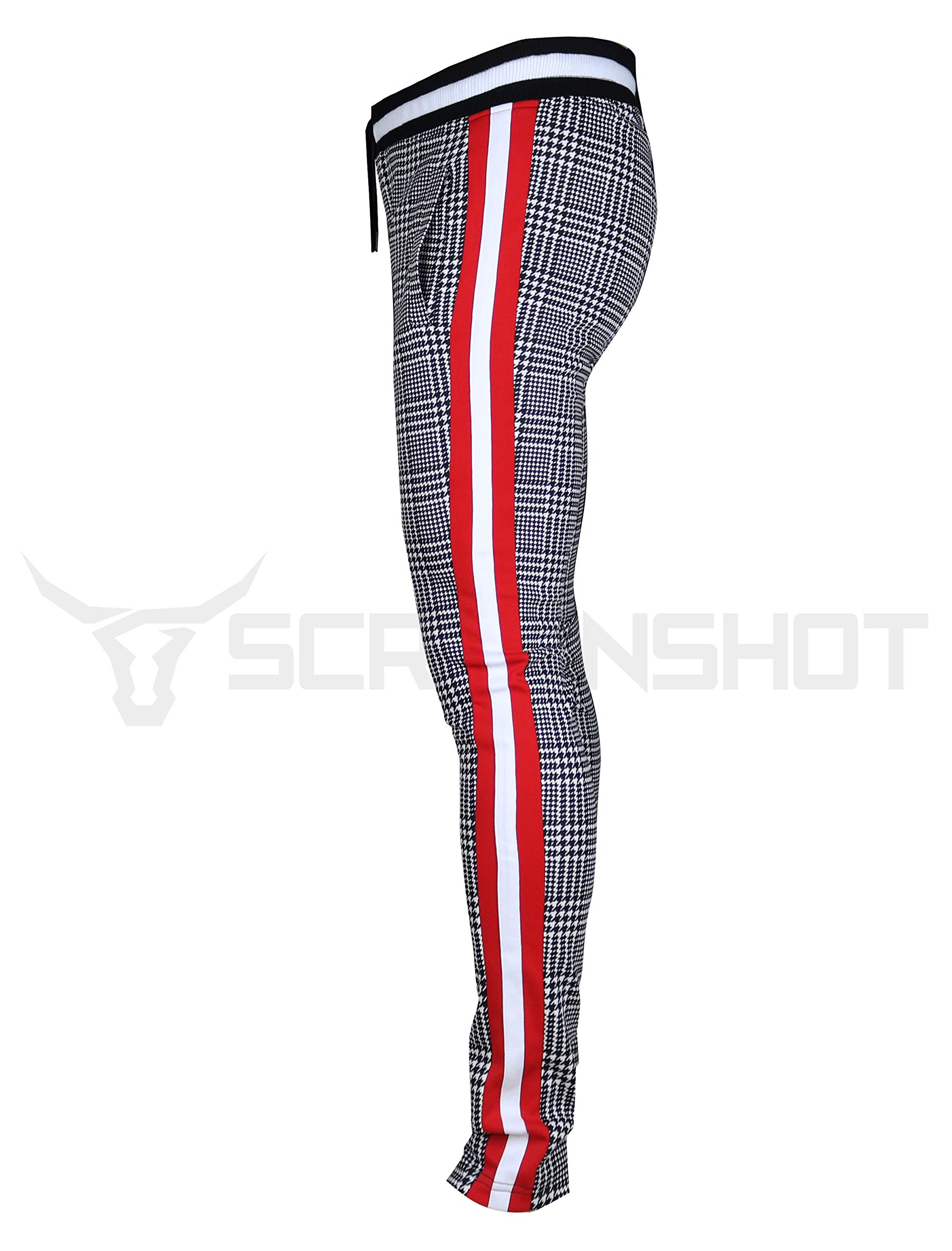 SCREENSHOT-P11004 Mens Hip Hop Premium Slim Fit Track Pants - Athletic Jogger Side Stripe Animal Pattern Print Bottoms-Black/Zebra-Large