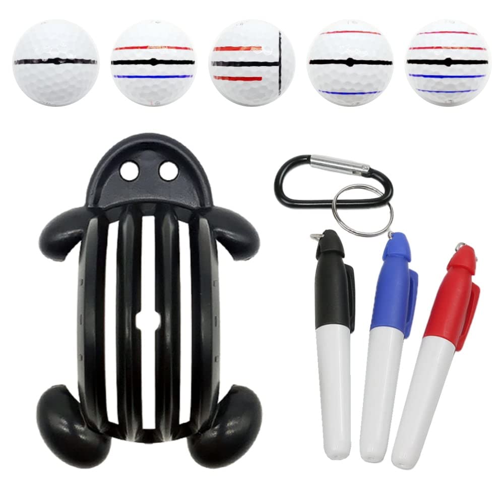 Tortoise Liner Golf Ball Line Marker Drawing Triple 3 Line Alignment Tool - Golf Ball Marking Stencils, 3 Color Markers, Triple Putter Sticker