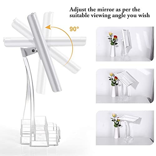 ProYankiot Makeup Mirror Vanity Mirror with Lights,Trifold Lighted Vanity Mirror with 38 LED Lights and Storage 3X/2X/1X Magnification, Touch Screen Switch, 90 Degree Rotation,White