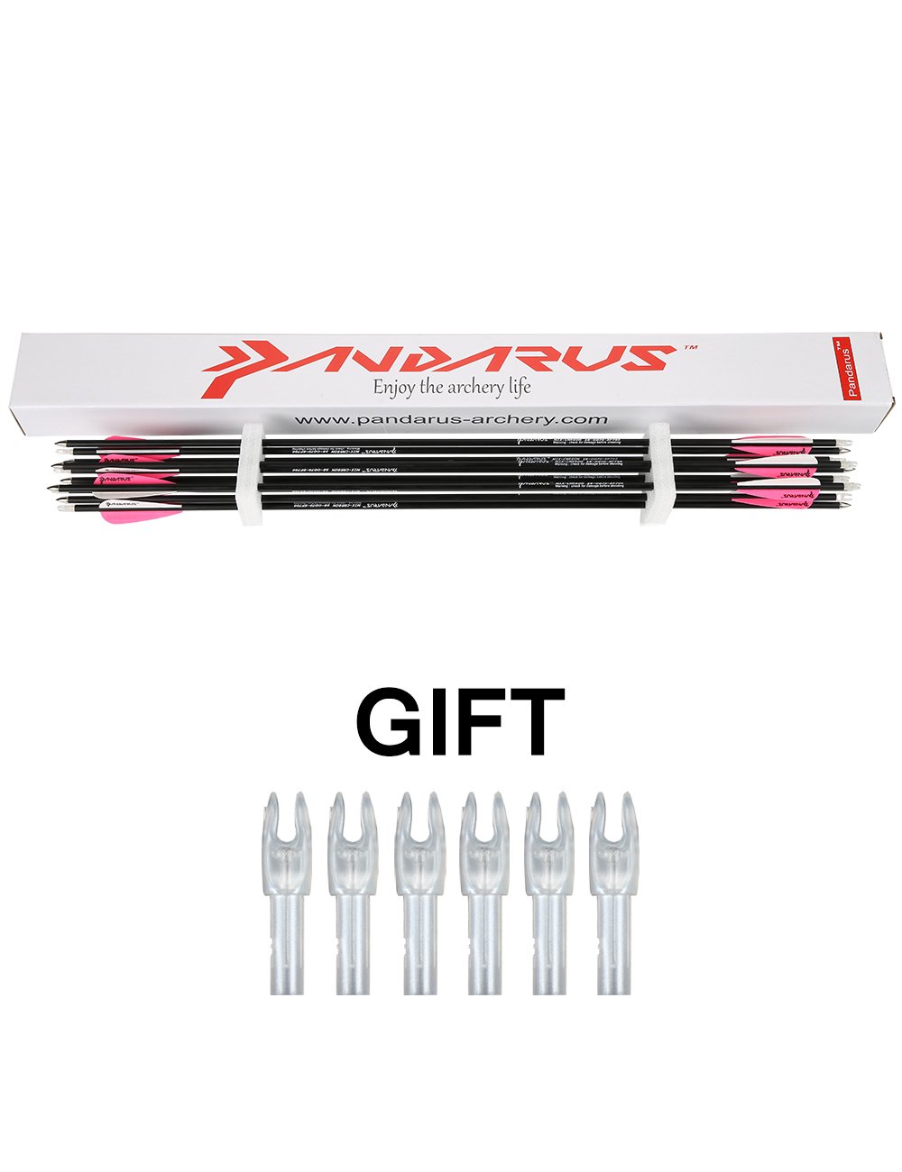 PANDARUS Archery Carbon Arrows 28-Inch Safety Beginner's Target Practice for Compound & Recuve Bow - (Pack of 12) Pink