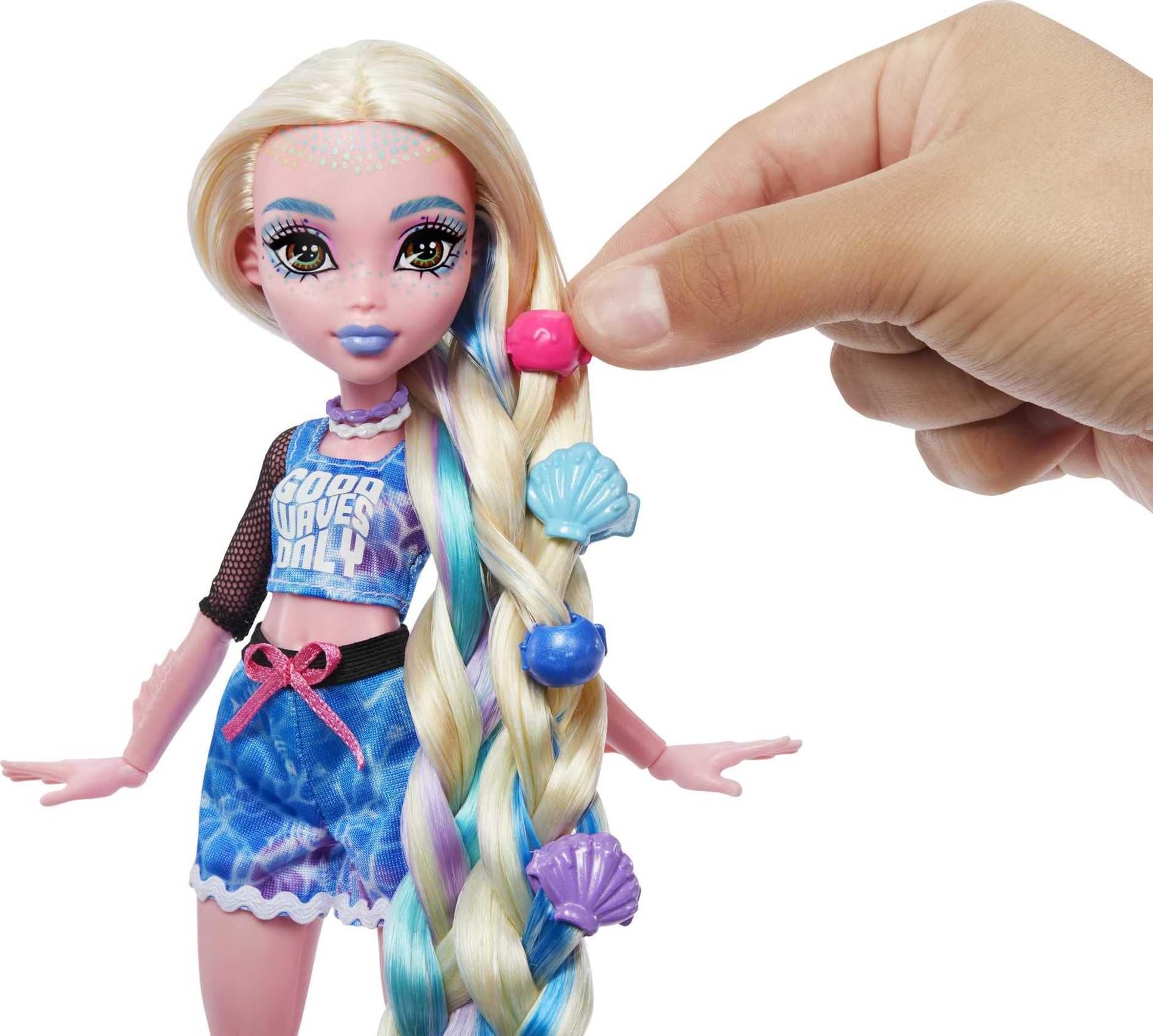 Monster High Doll, Lagoona Blue Spa Day with Wear & Share Accessories Including Hair Clips, Hair Chalk & Tattoos
