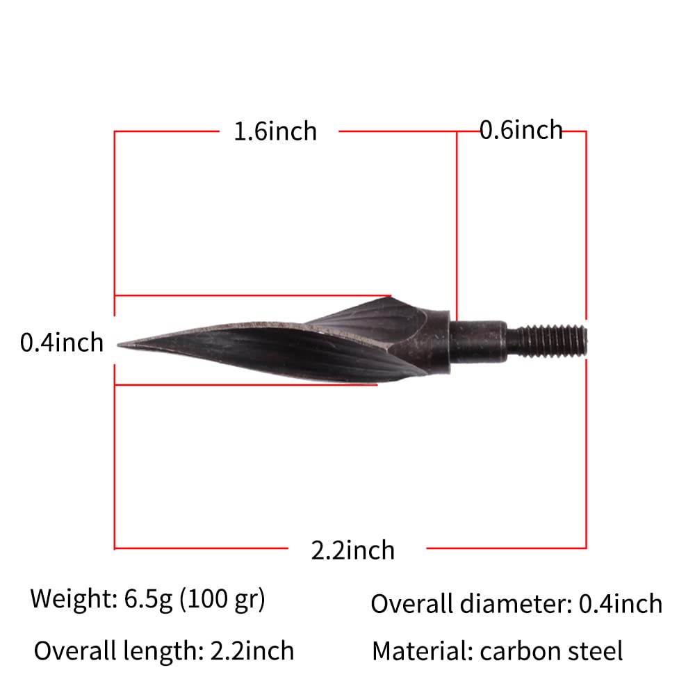 SOPOGER Archery Broadheads 125 Grain Traditional Hunting Broad Heads 3 Blades Screw-in Arrow Heads Arrow Tips for Compound Bow Recurve Bow (6 Pack) (100 Grain-B)