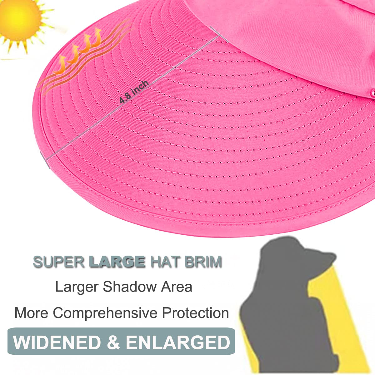 Sun Hats for Women Wide Brim Sun Visor Cap UV Protection Summer Sun Hat (Black)