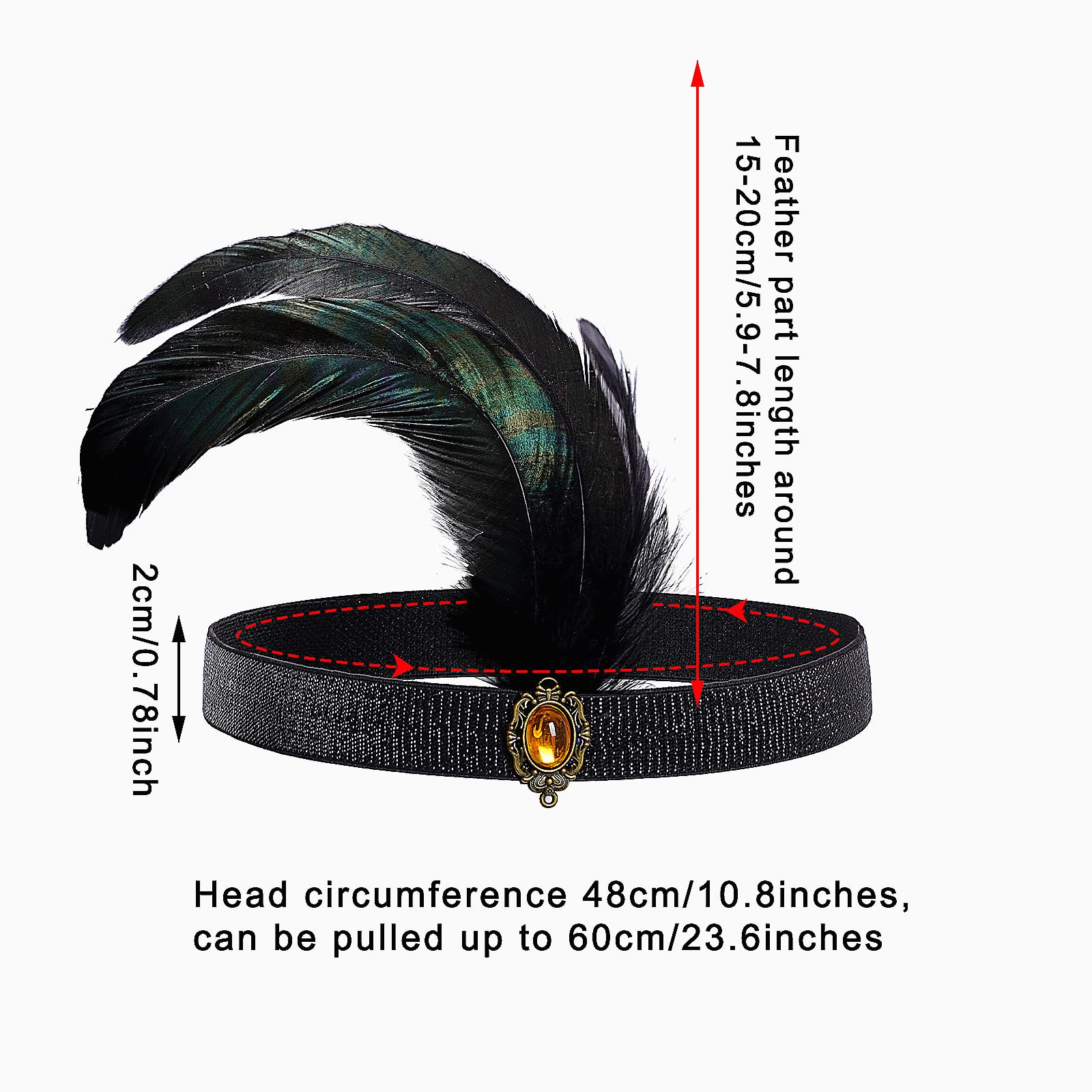 Tongcloud 12pcs 1920s Flapper Feather Headband Costume Flapper Headpiece Feather Headband Gatsby Headpiece for Women Girls Theme Party(Black)