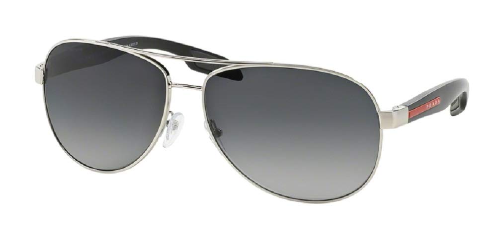 Prada PS53PS LIFESTYLE 1BC5W1 62M Steel/Grey Gradient Polarized Aviator Sunglasses For Men+ BUNDLE with Designer iWear Eyewear Kit