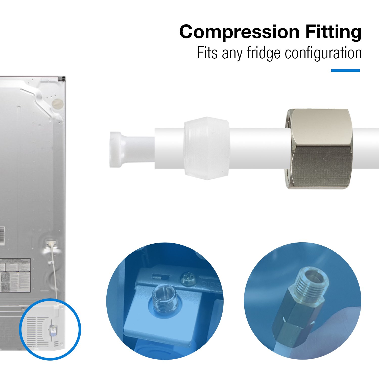 Whynter IMC-491DC Portable 49lb Capacity Stainless Steel with Water Connection Ice Makers + iSpring ICEK Ultra Safe Fridge Water Line Connection and Ice Maker Installation Kit