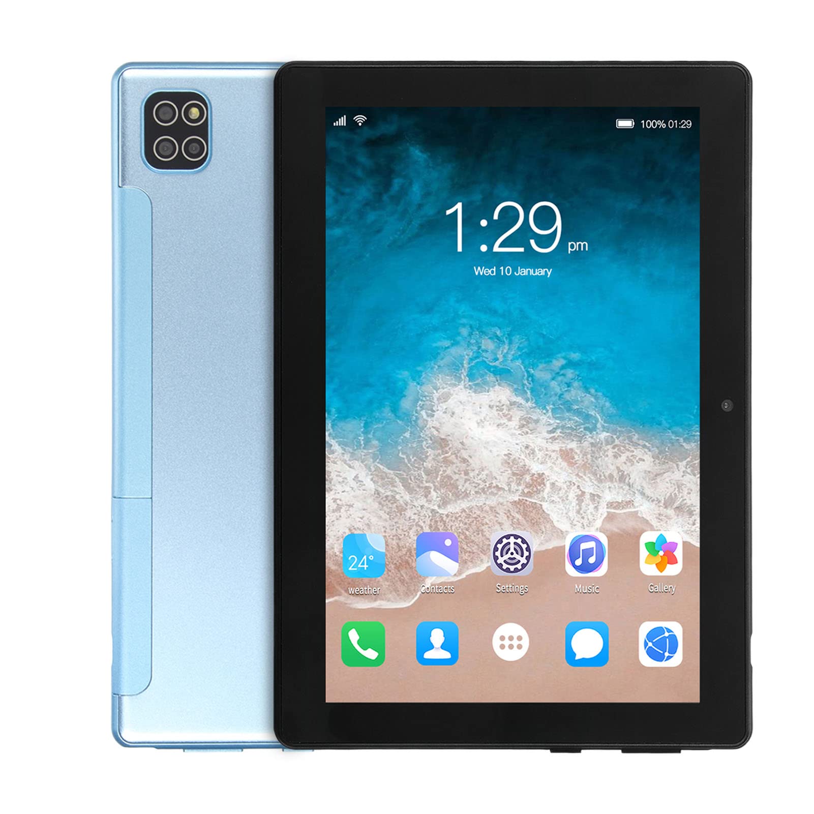 Smart Tablet, Dual Cameras GPS Tablet 4GLTE 1920X1200 Resolution 8 Inch Octa Core CPU 6GB+128GB Storage with OTG Cable for Entertainment for Reading (Blue)