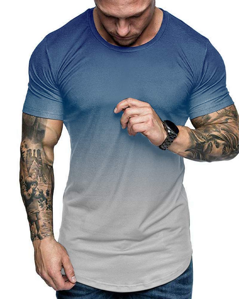 rrhss Mens Muscle Gym T-Shirts Short Sleeve Workout Athletic Bodybuilding Cotton Tee