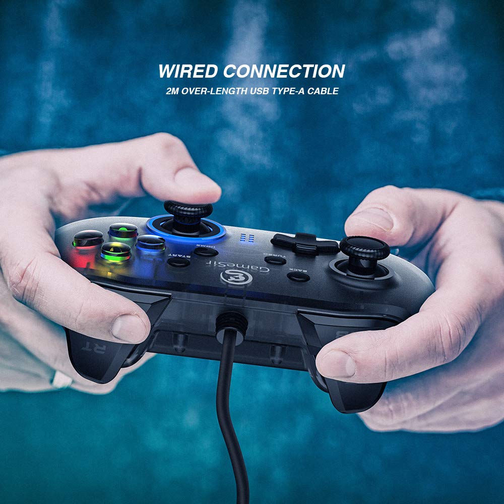 Wired PC Game Controller, GameSir T4w for Windows 7/8/8.1/10 with LED Backlight, Gamepad for PC with Dual-Vibration Turbo and Trigger Buttons (Renewed)