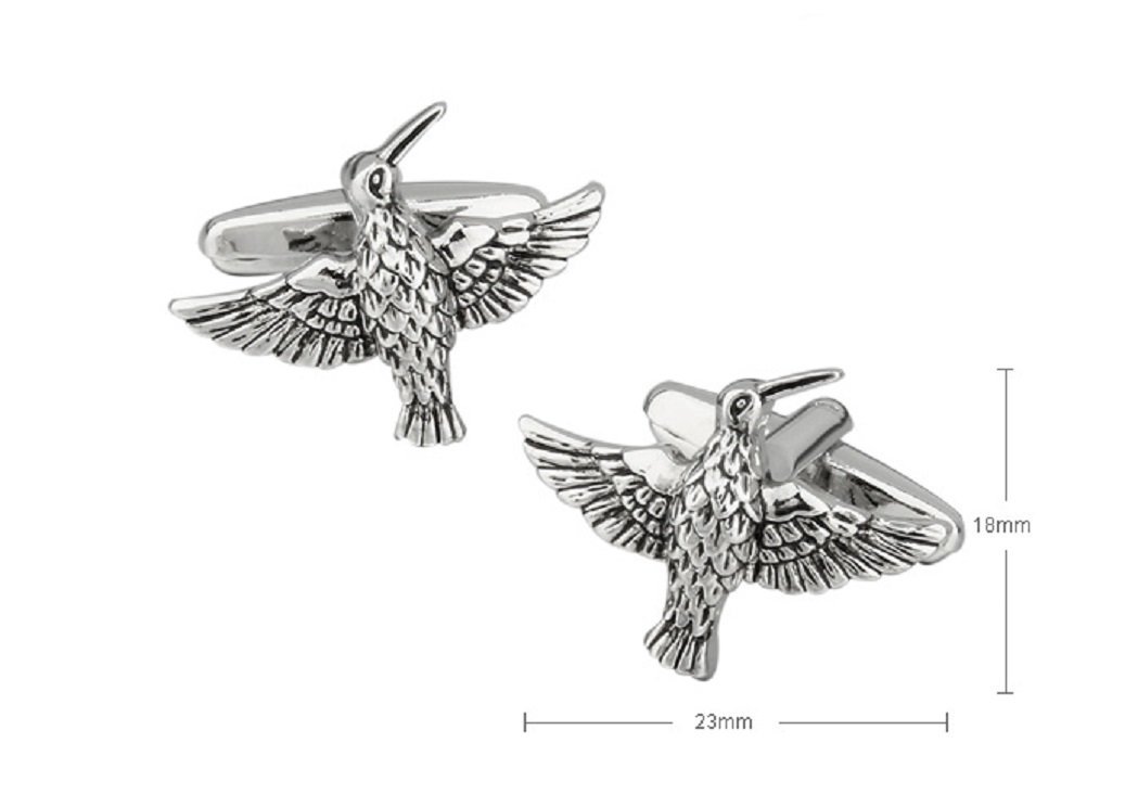 MRCUFF Hummingbird Bird Flying Pair Cufflinks in a Presentation Gift Box & Polishing Cloth