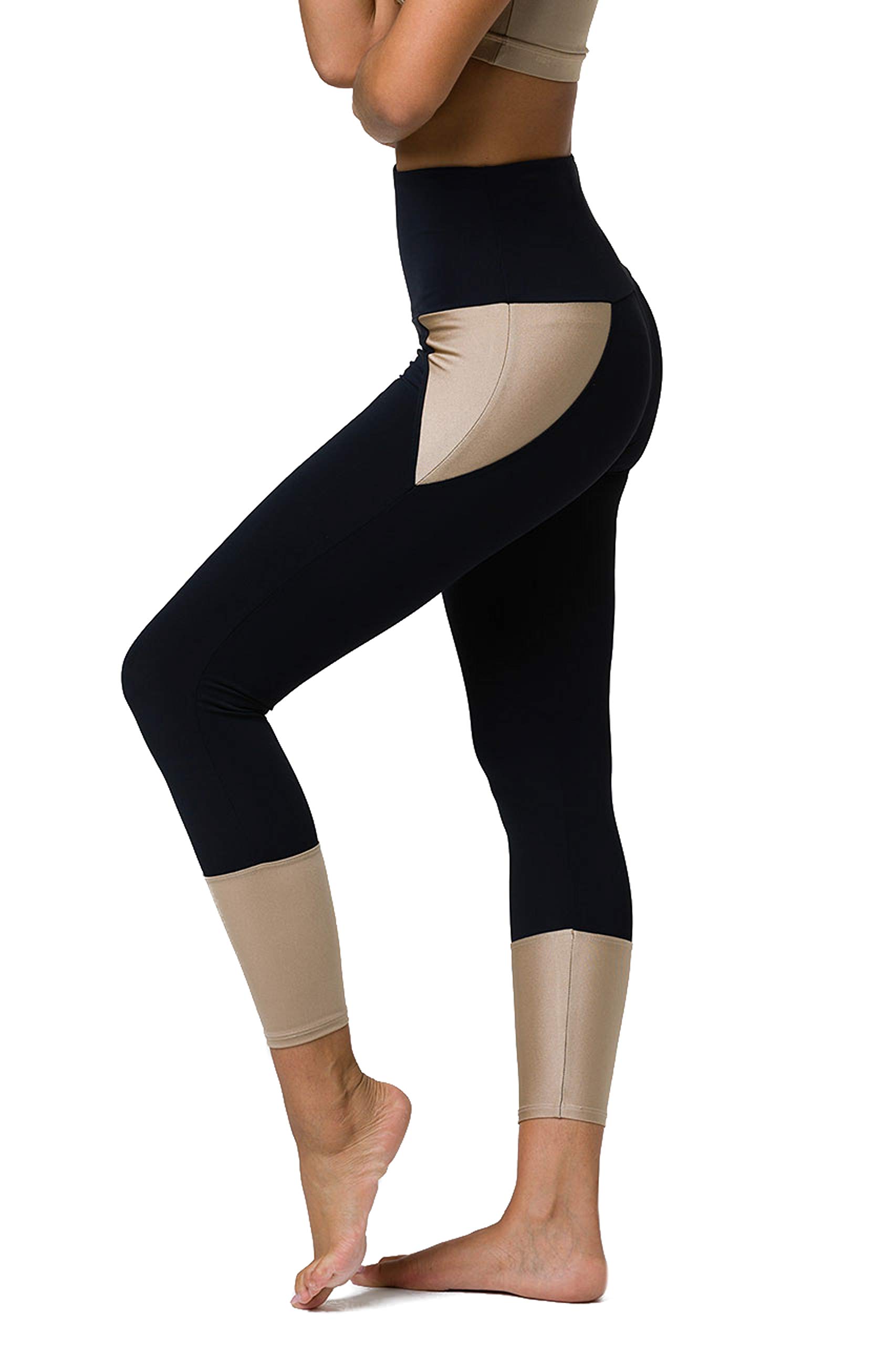 Onzie Women's Athletic Midi, Black/Shiny Taupe, S/M